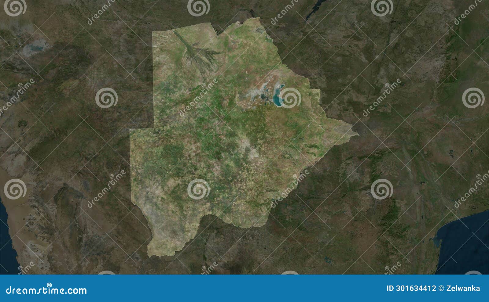 Botswana Highlighted. High-res Satellite Stock Illustration ...