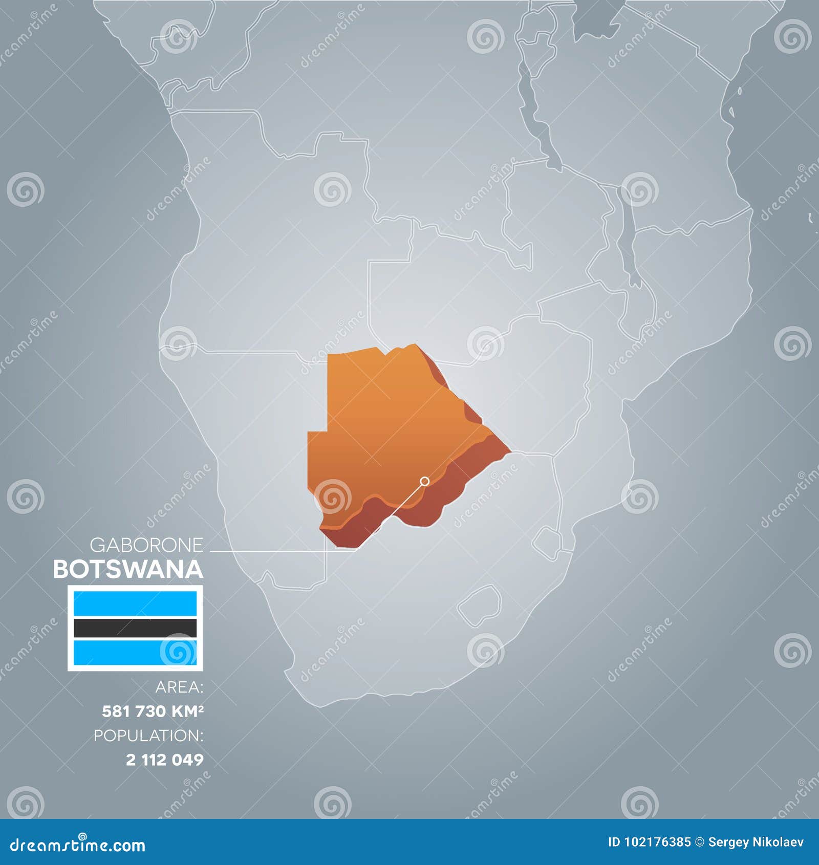 Botswana Population Heat Map As Color Density Illustration Royalty-Free ...