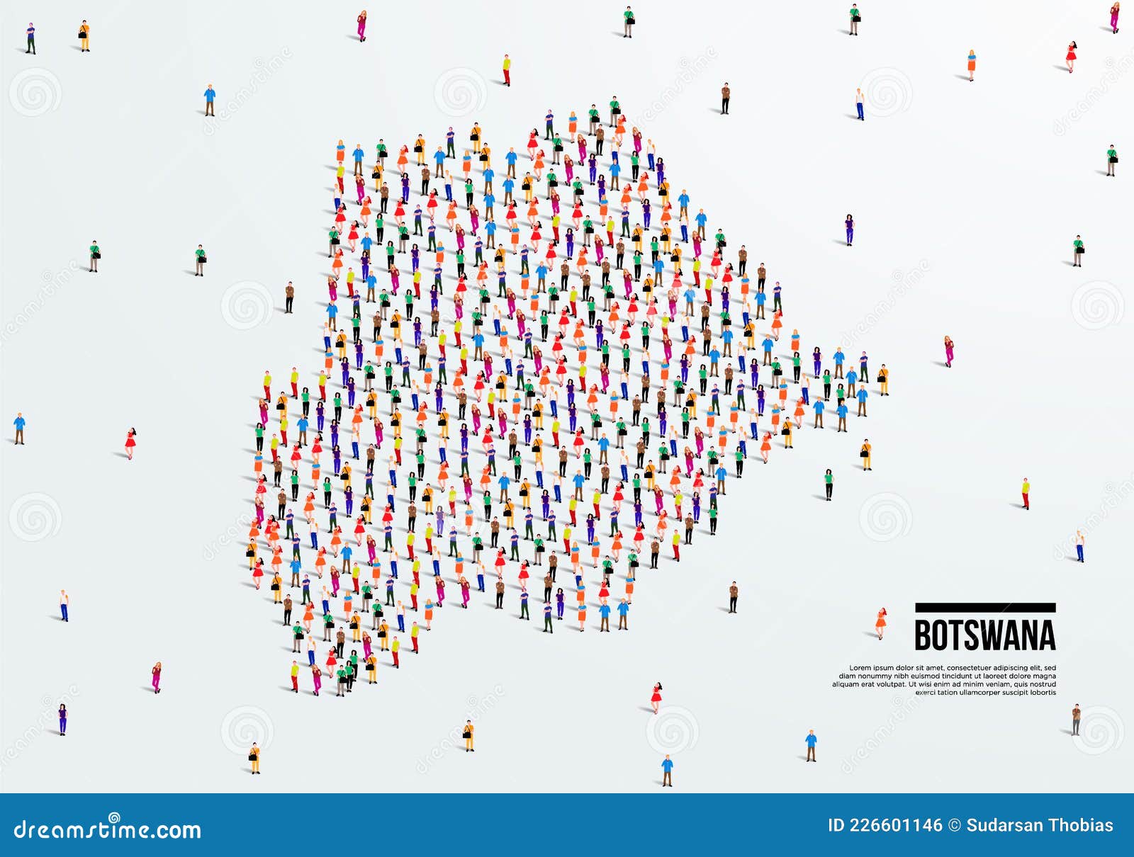 Botswana People Icon Map. Stylized Vector Silhouette Of Botswana ...