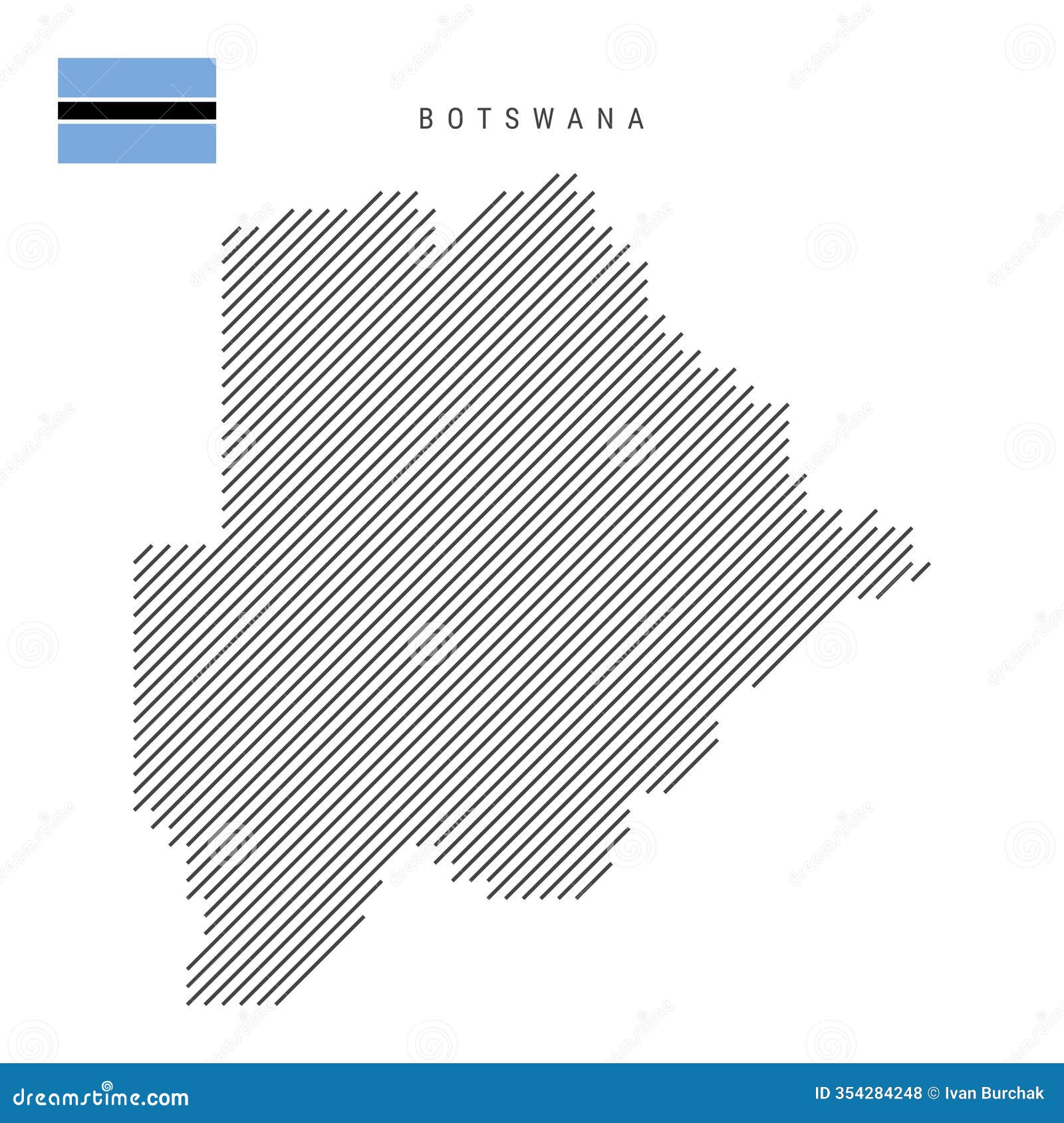 Botswana Map from Pattern of Black Slanted Parallel Lines. Flat Vector ...