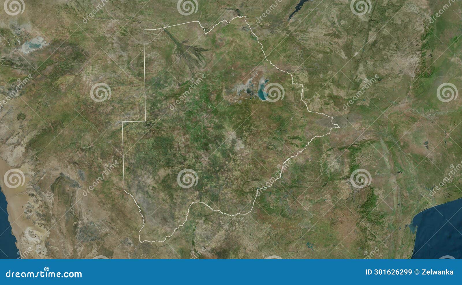 Botswana Outlined. High-res Satellite Stock Illustration - Illustration ...