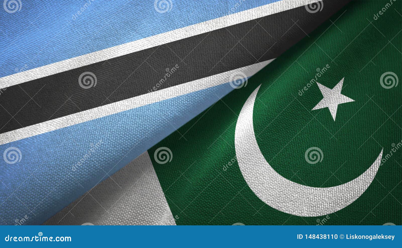 Botswana and Pakistan Two Flags Textile Cloth, Fabric Texture Stock ...
