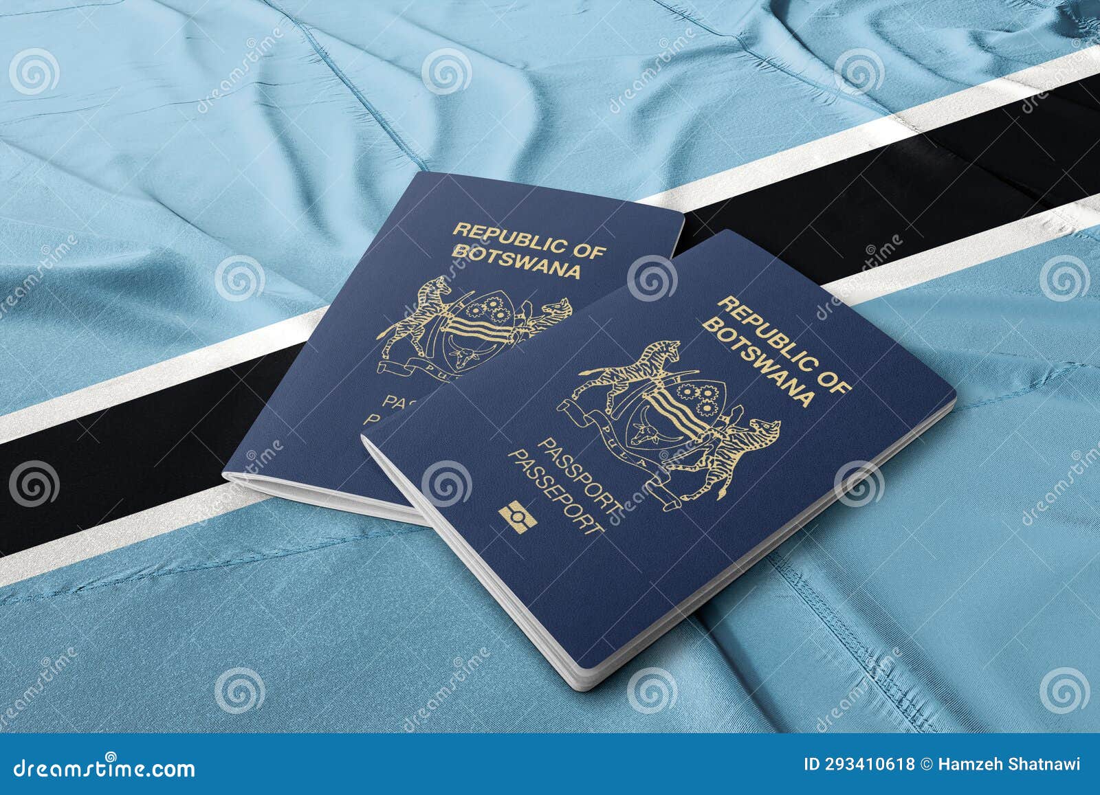 Botswana Passport on Its Flag Top View Stock Photo - Image of ...