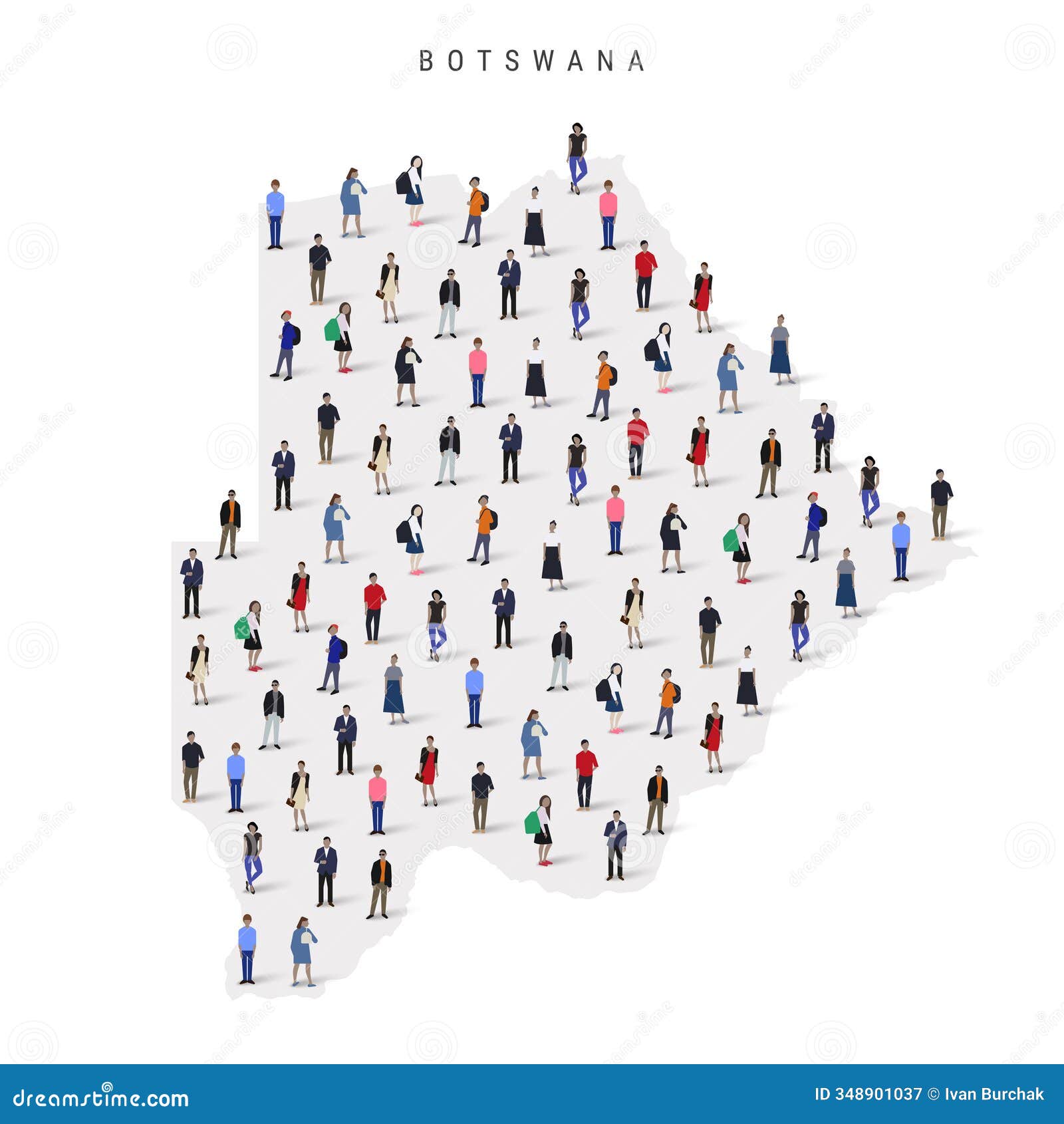 Botswana People Icon Map. Stylized Vector Silhouette Of Botswana ...