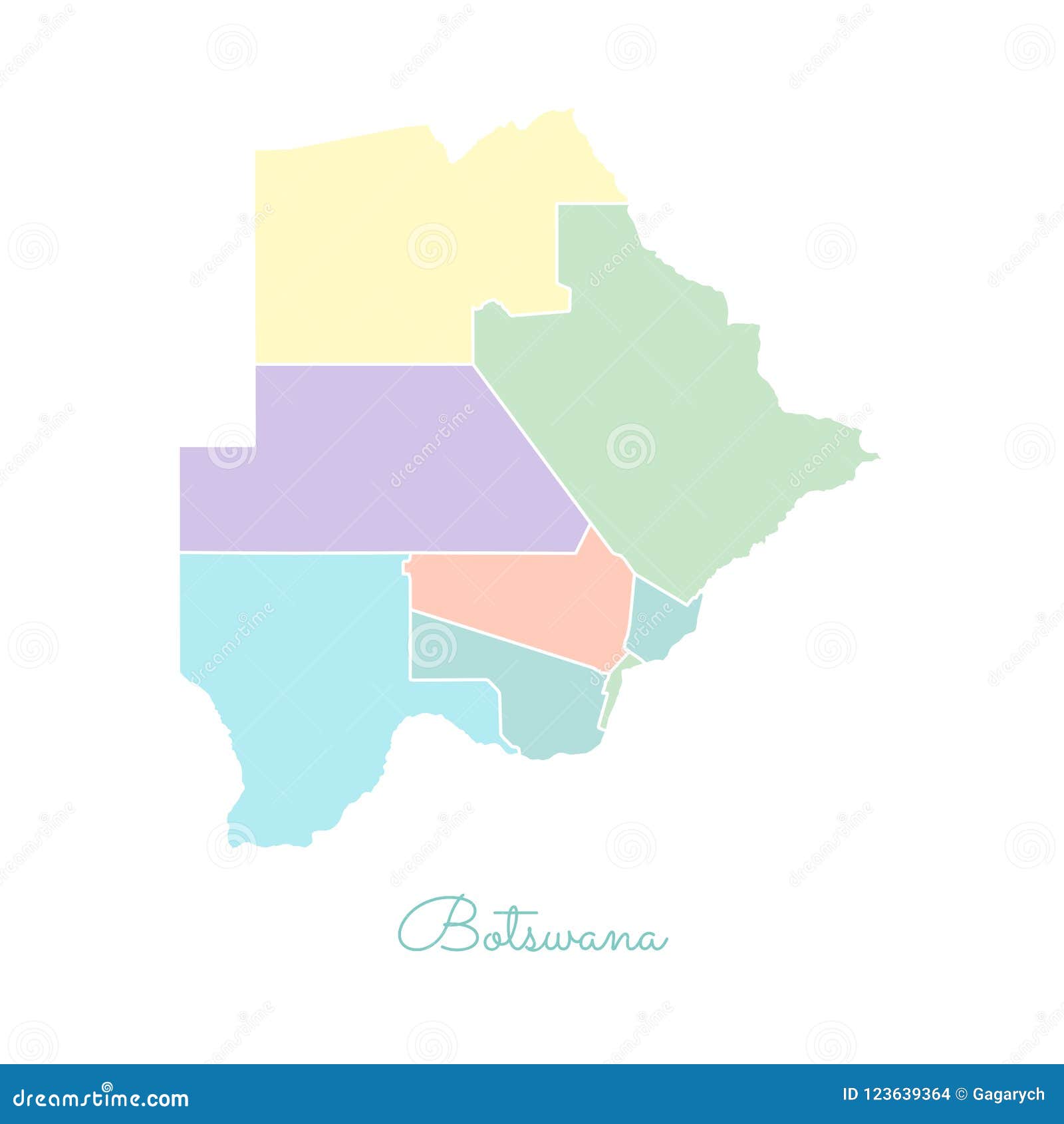 Botswana Region Map: Colorful with White Outline. Stock Vector ... Botswana Region Map: Colorful with White Outline. Stock Vector ...