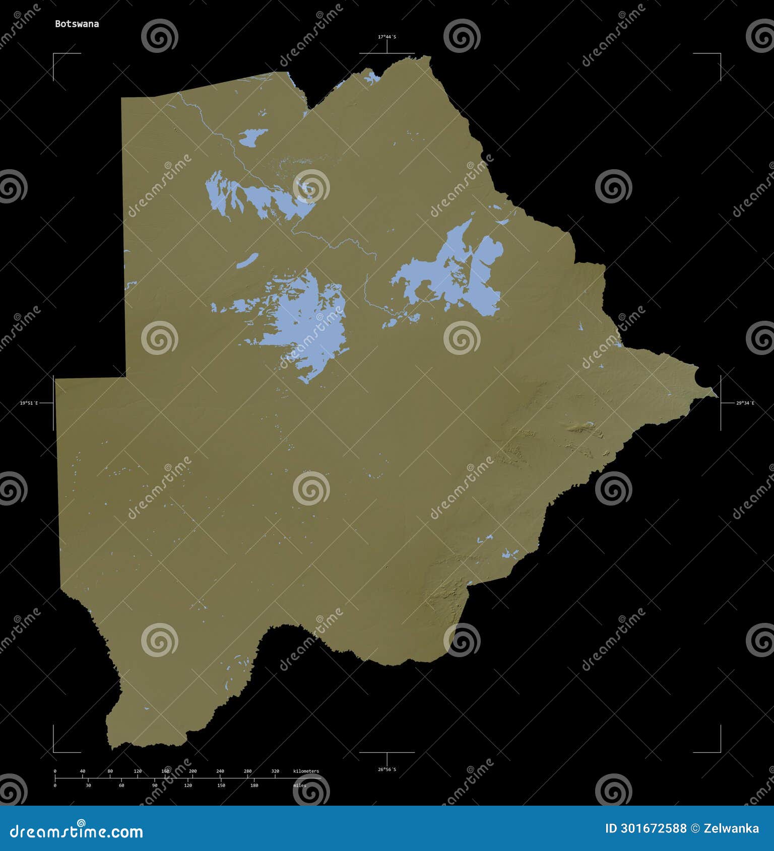 Botswana Shape on Black. Pale Stock Illustration - Illustration of ...