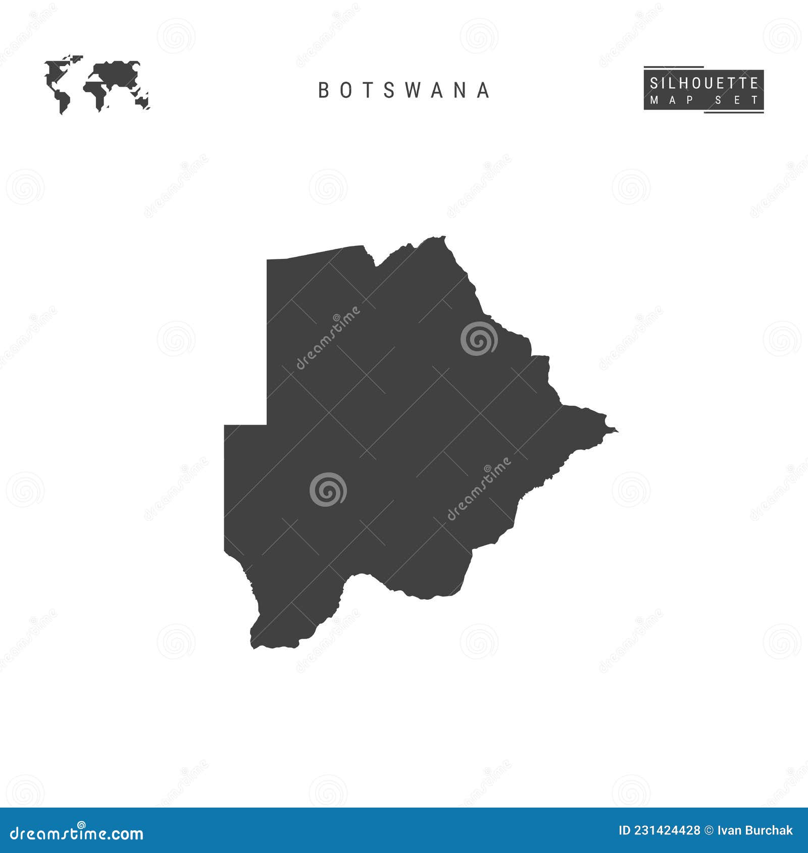 Botswana Vector Map Isolated On White Background. High-Detailed Black ...