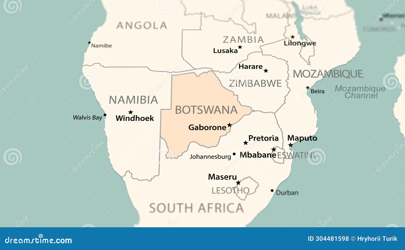 Botswana on the world map stock illustration. Illustration of world ...