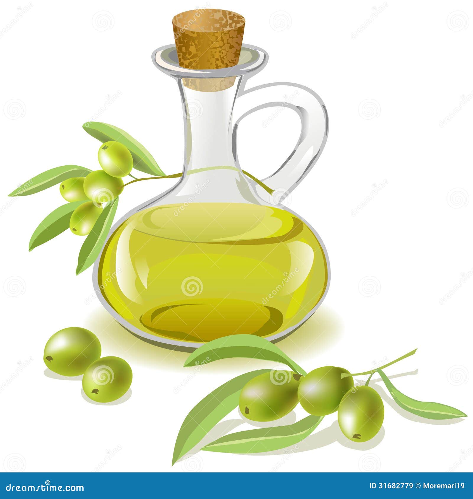 Bottiglia Di Olio D'oliva E Di Un Ramo Con Le Olive Illustrazione ...
