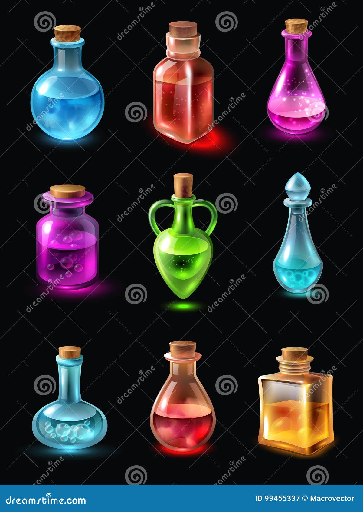 Bottiglie Con L'insieme Della Pozione Illustrazione Vettoriale ... Bottiglie Con L'insieme Della Pozione Illustrazione Vettoriale ...
