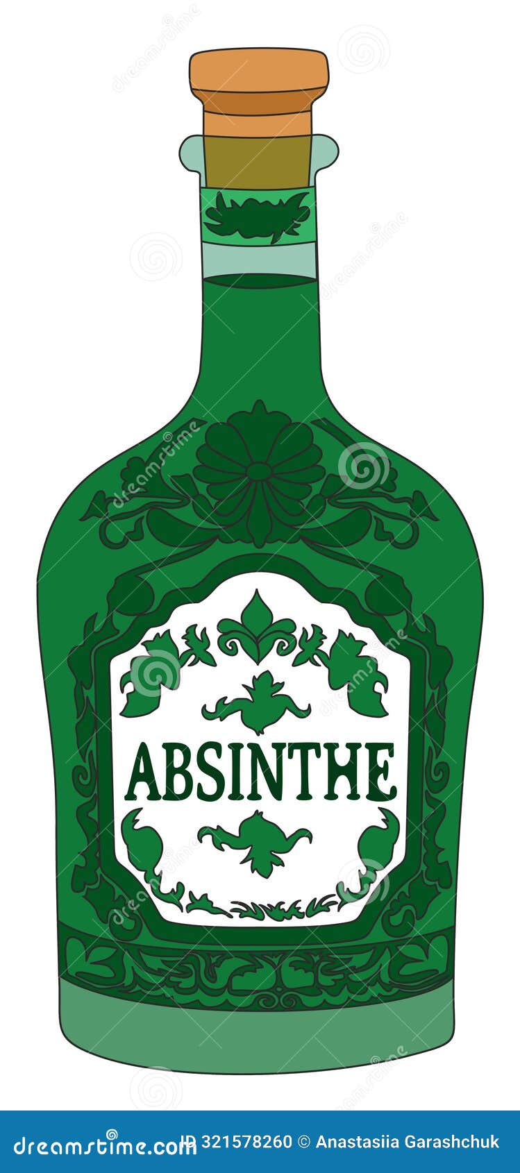 Bottle of Absinthe. Vector Isolated Illustration Stock Vector ...