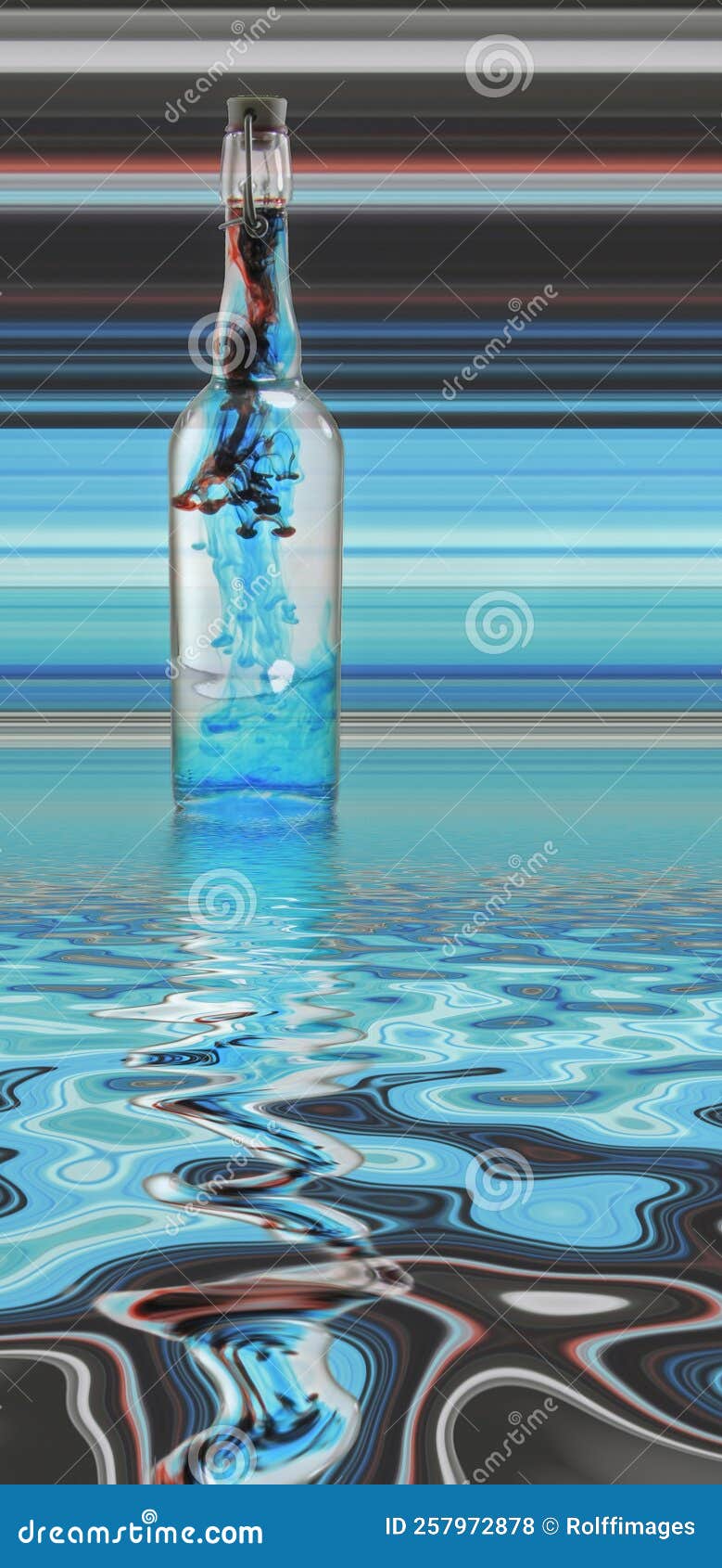 Bottle with Abstract Substance Stock Photo - Image of blue, alcoholic ...