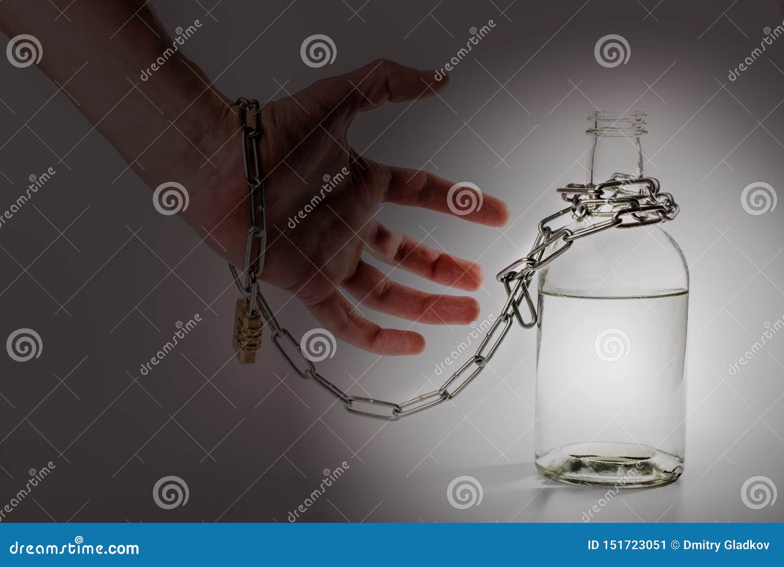 Bottle with Alcohol and Chain Stock Image - Image of abuse, open: 151723051