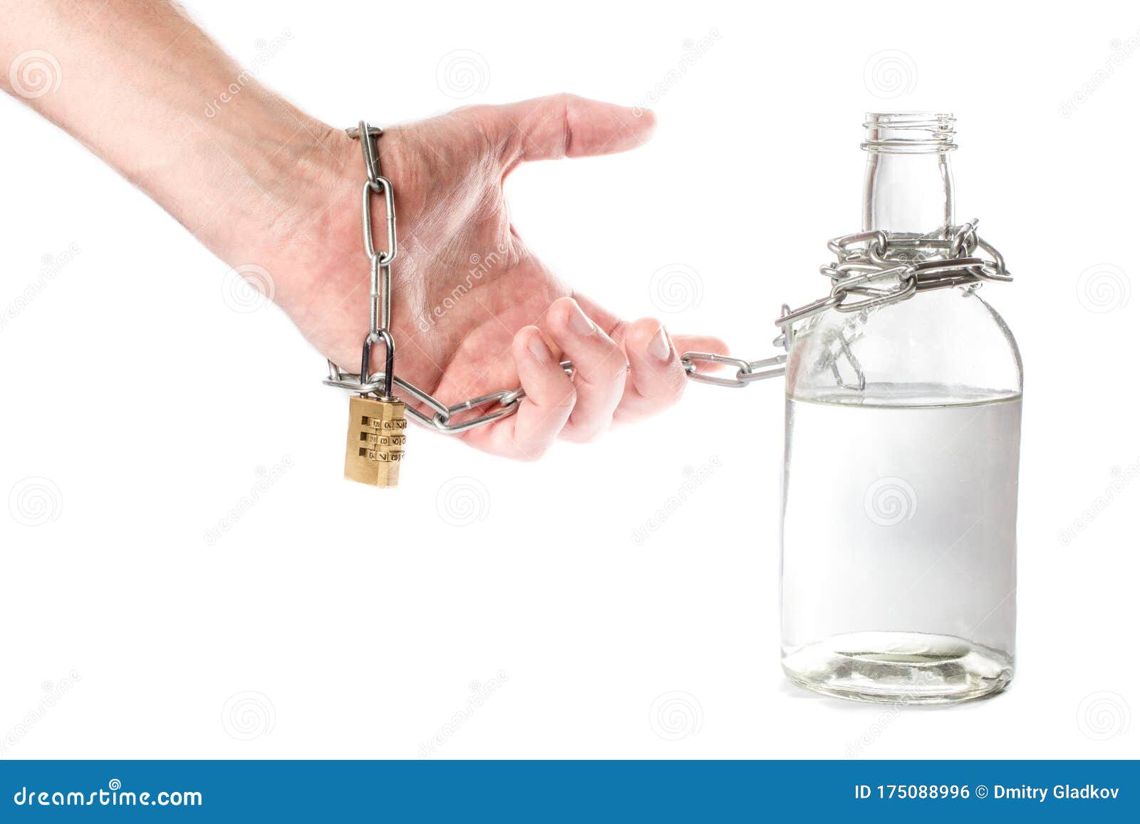 Bottle with Alcohol and Chain Stock Photo - Image of disease, alcoholic ...