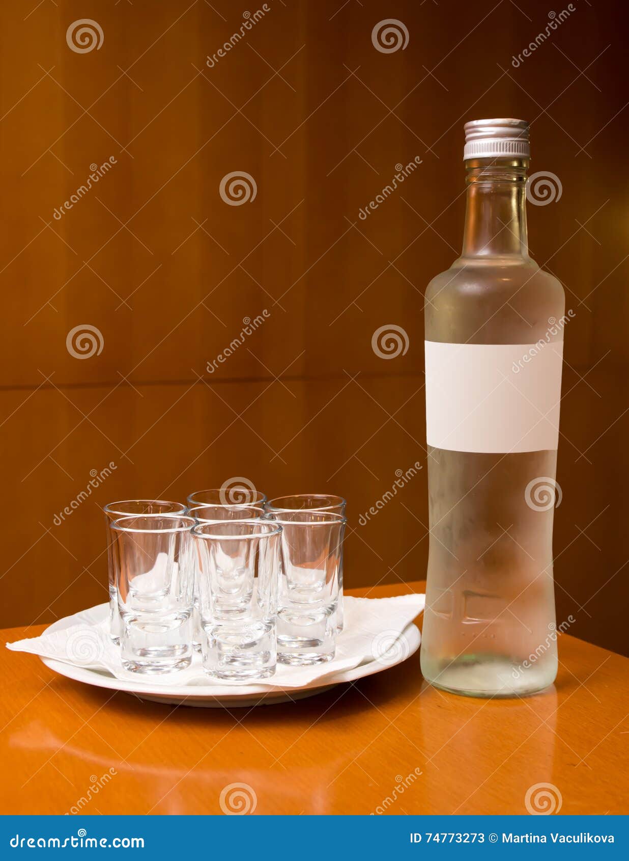 Bottle with Alcohol and Short Drinks Stock Image - Image of pour, pure ...