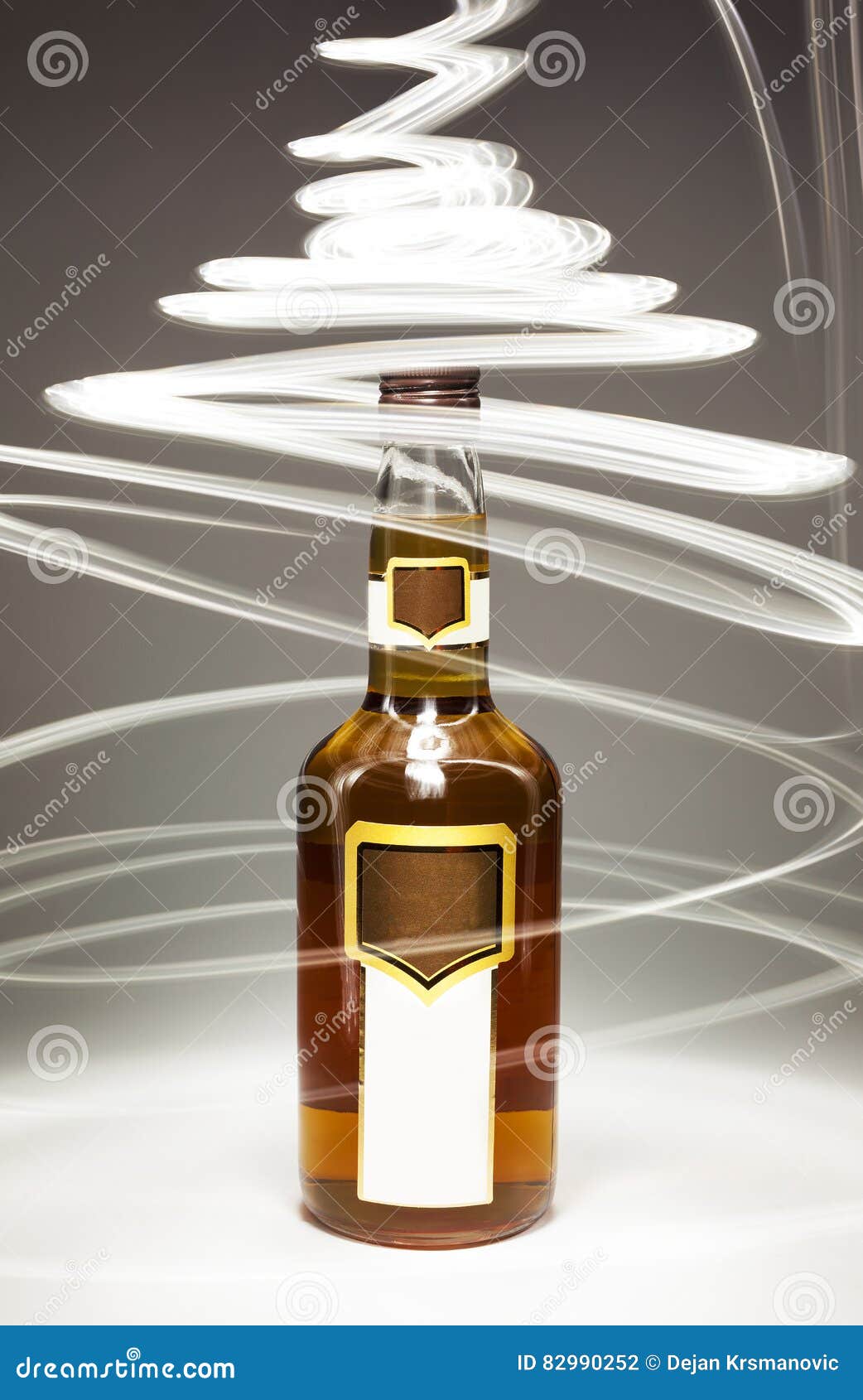 Bottle of Alcoholic Drink and Magical Light Stock Photo - Image of ...