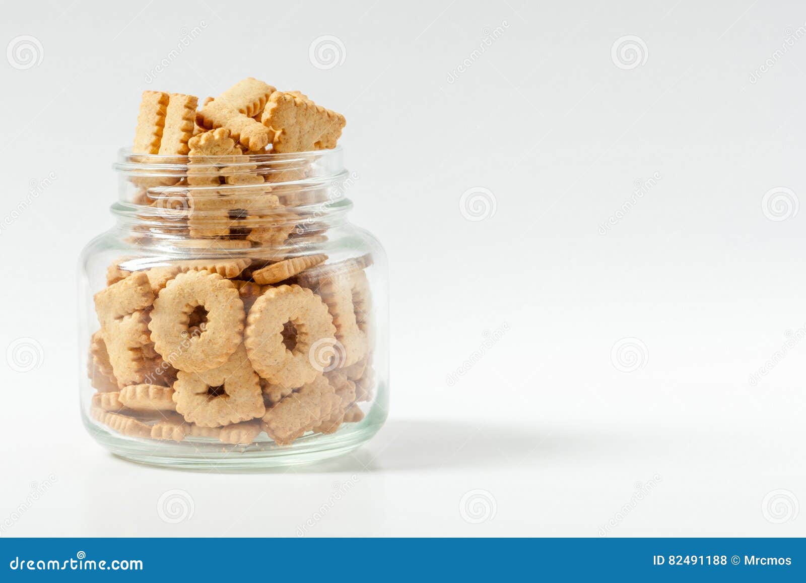 Bottle of Alphabet Shaped Biscuits Right Space for Text. Stock Photo ...
