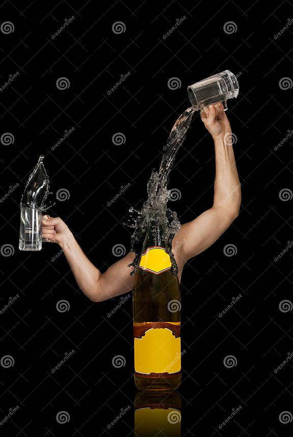 Bottle with arms stock photo. Image of juice, splash - 18607522
