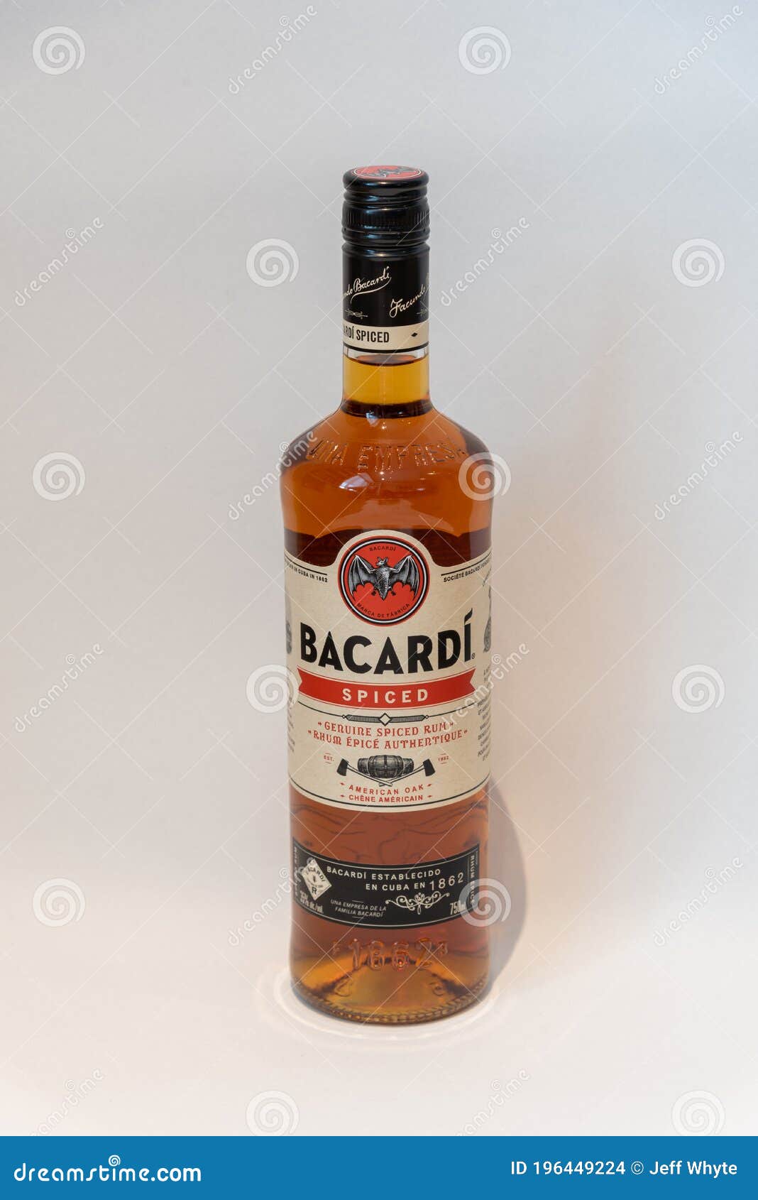 Bottle of Bacardi Spiced Rum on White Editorial Stock Image - Image of ...