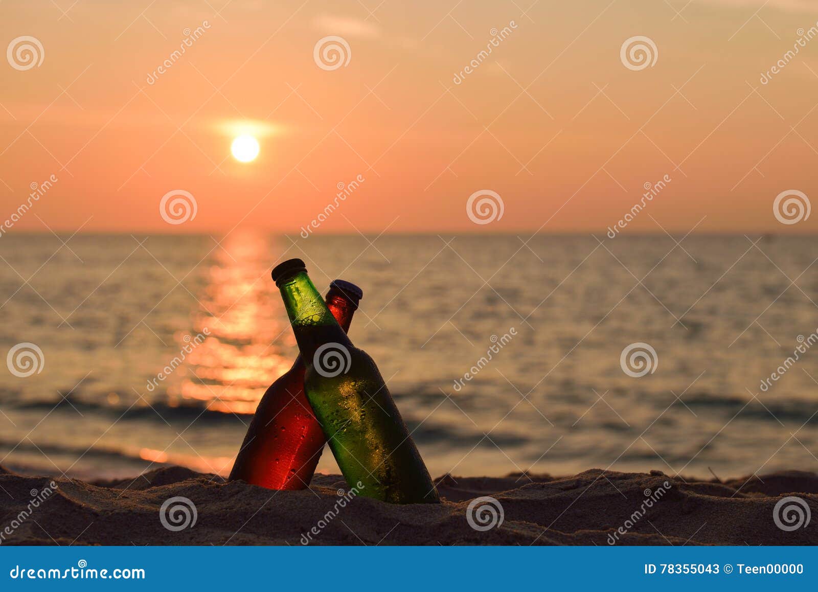 Bottle of Beer on the Beach at Sunset Stock Image - Image of travel ...