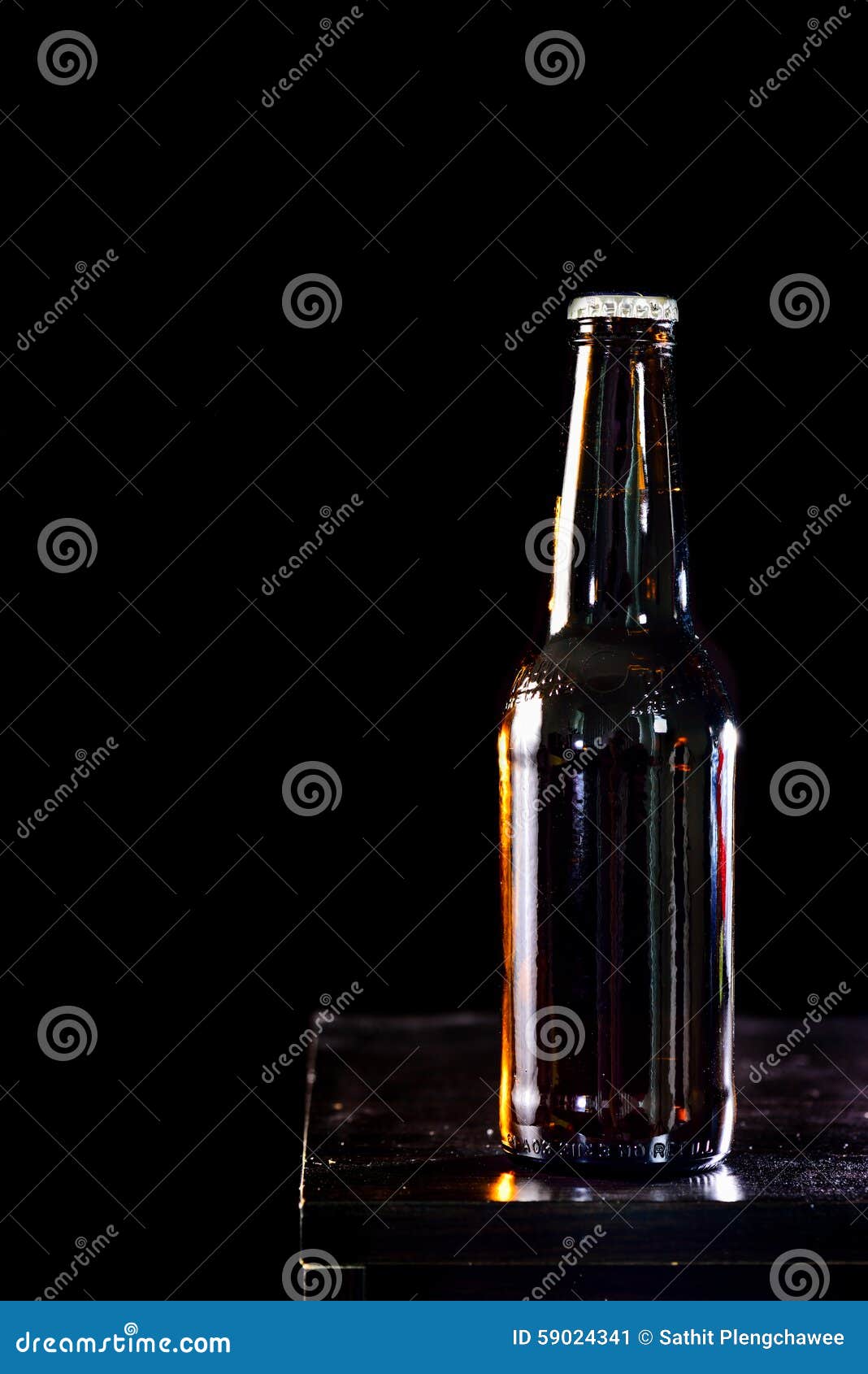 Bottle of Beer on Black Background Stock Image - Image of light ...