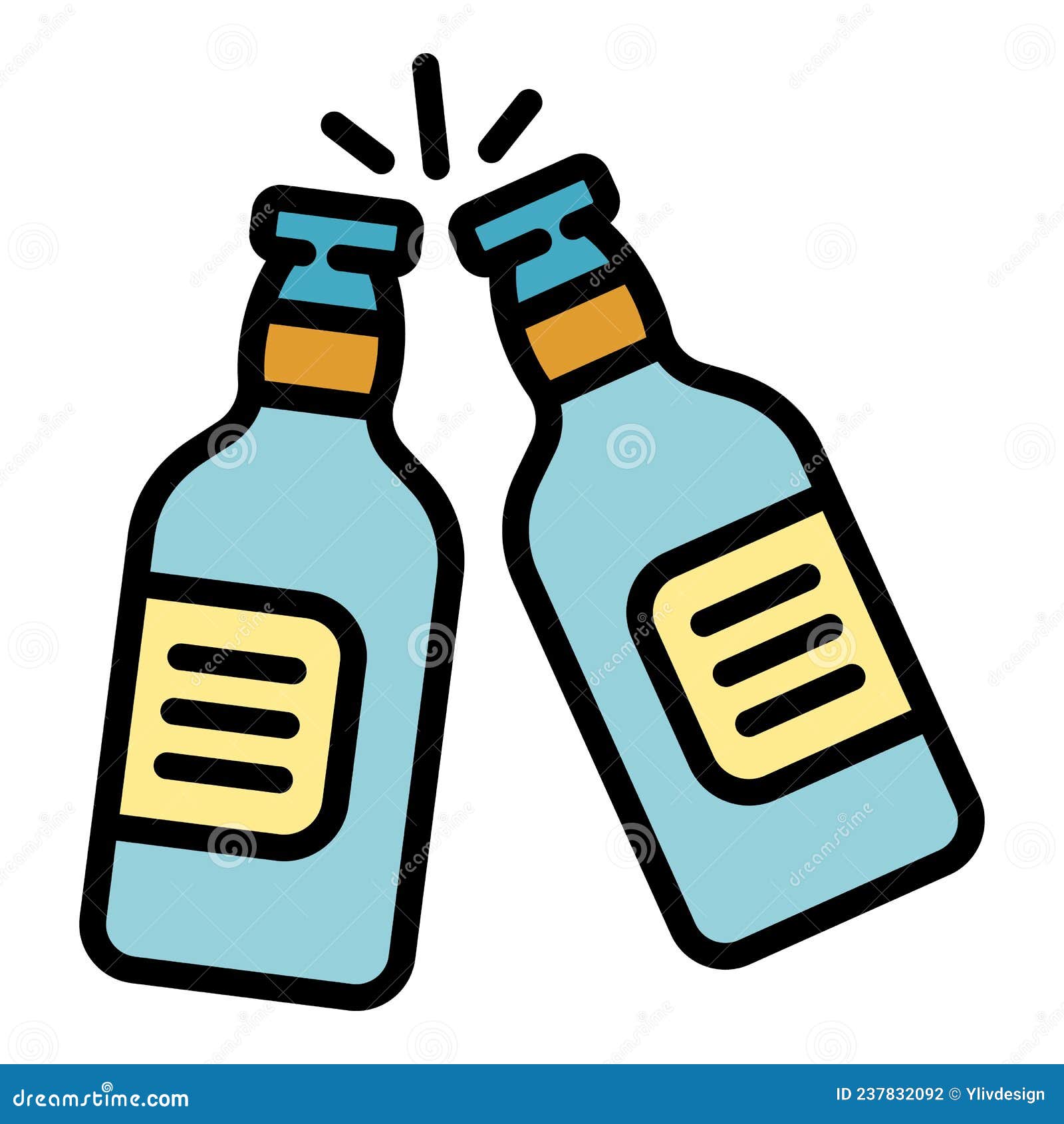 Bottle Beer Cheers Icon Color Outline Vector Stock Vector ...