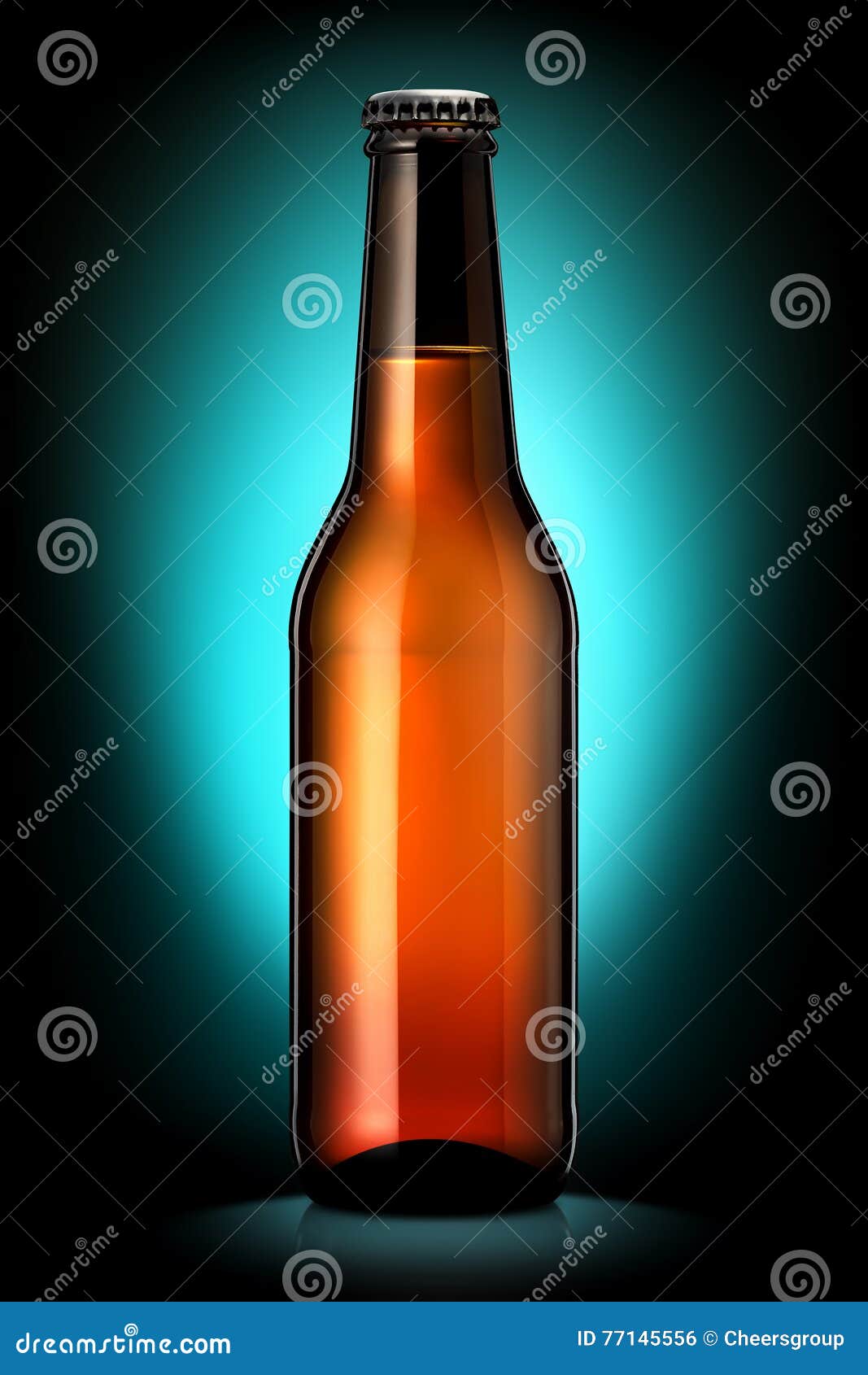 Bottle of Beer or Cider on Dark Blue Background Stock Photo - Image of ...