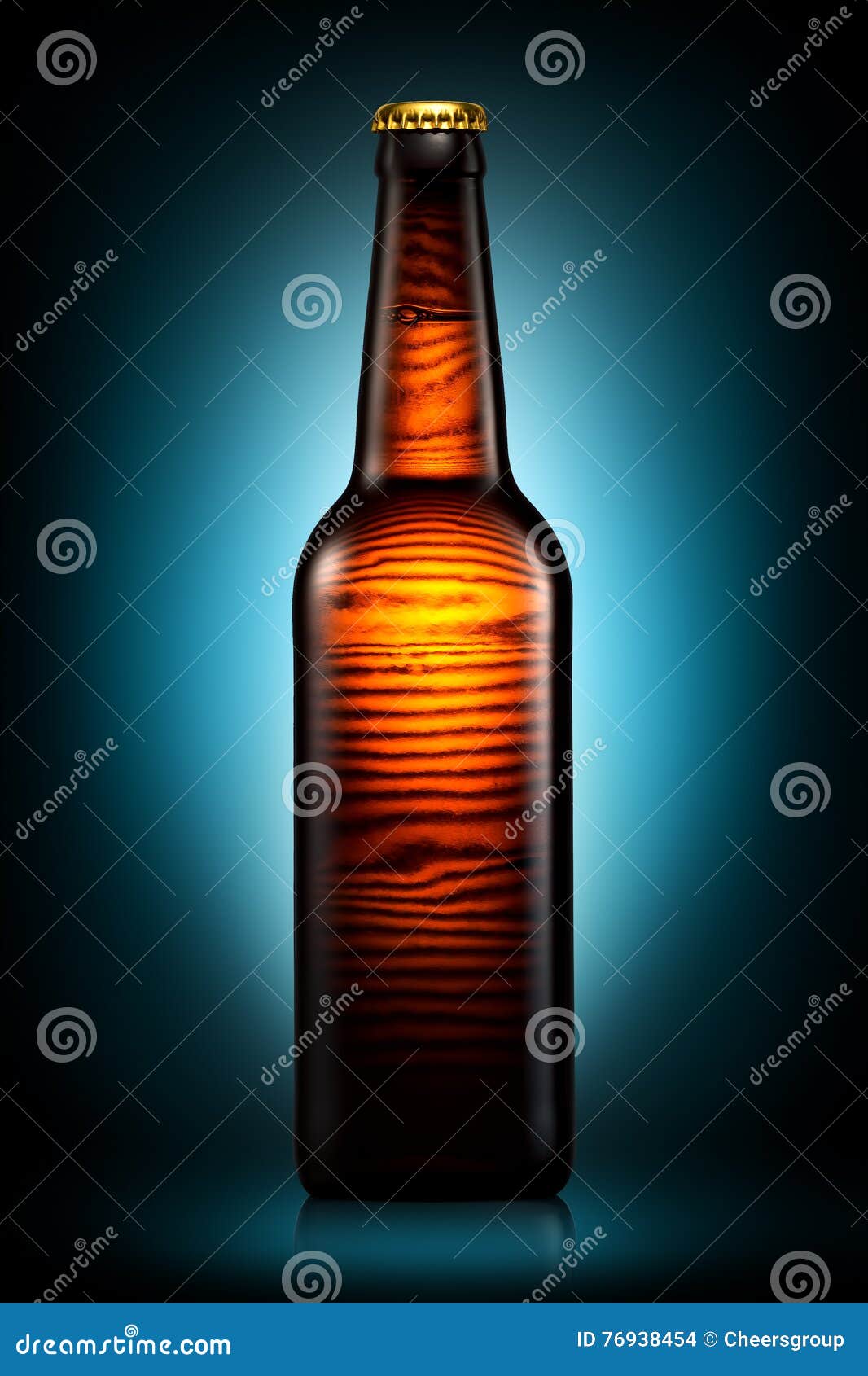 Bottle of Beer or Cider Isolated on Dark Blue Background Stock Photo ...
