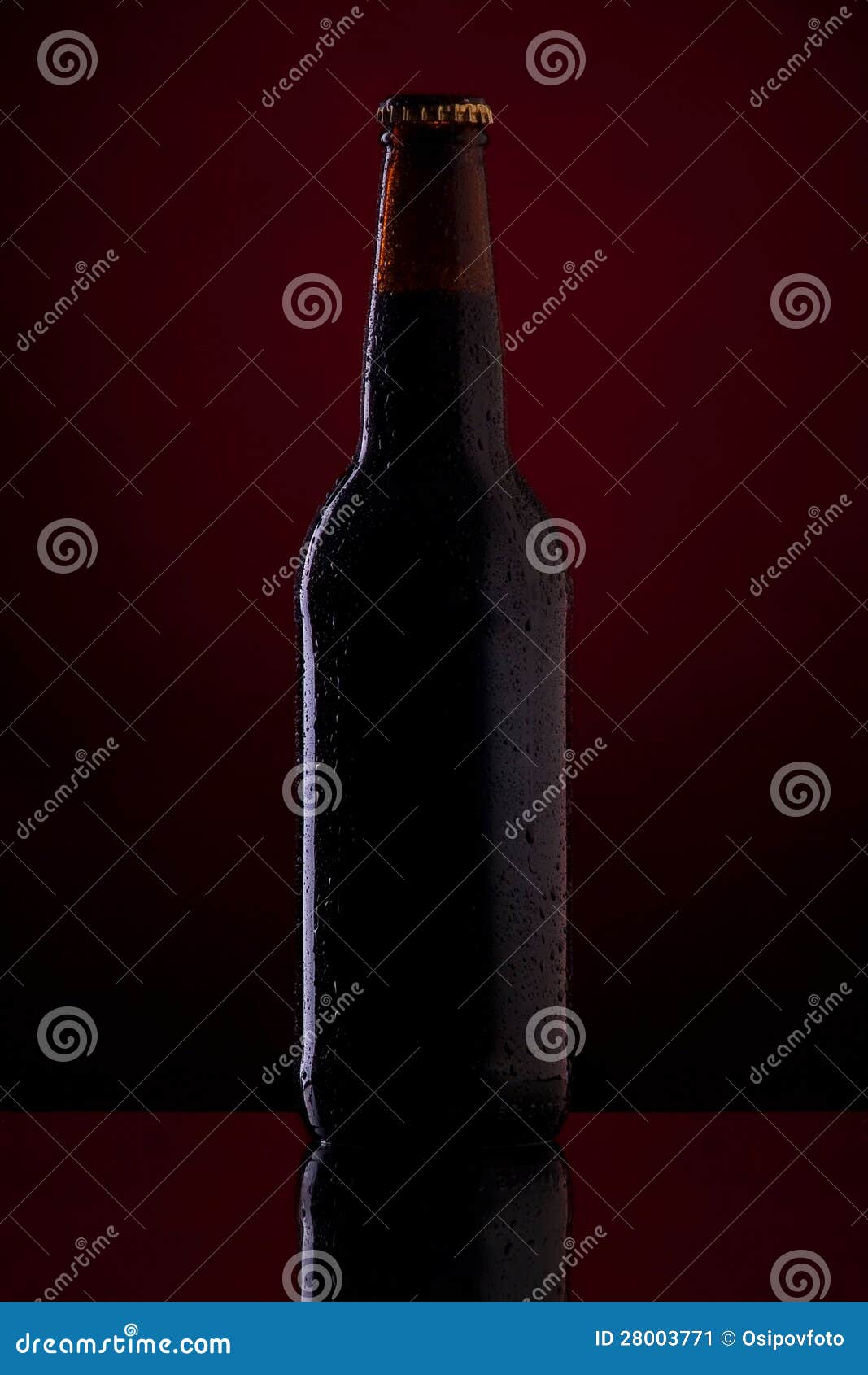 Bottle of Beer on Dark Red Background. Stock Image - Image of ...