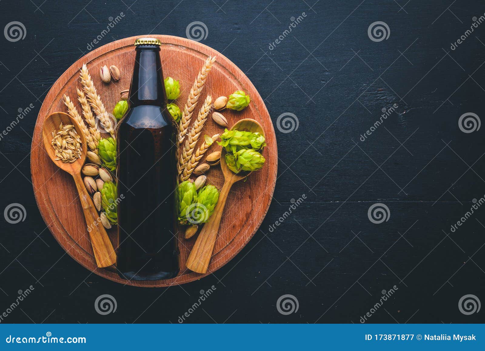A Bottle of Beer, Hops and Grain. Stock Image - Image of oktoberfest ...