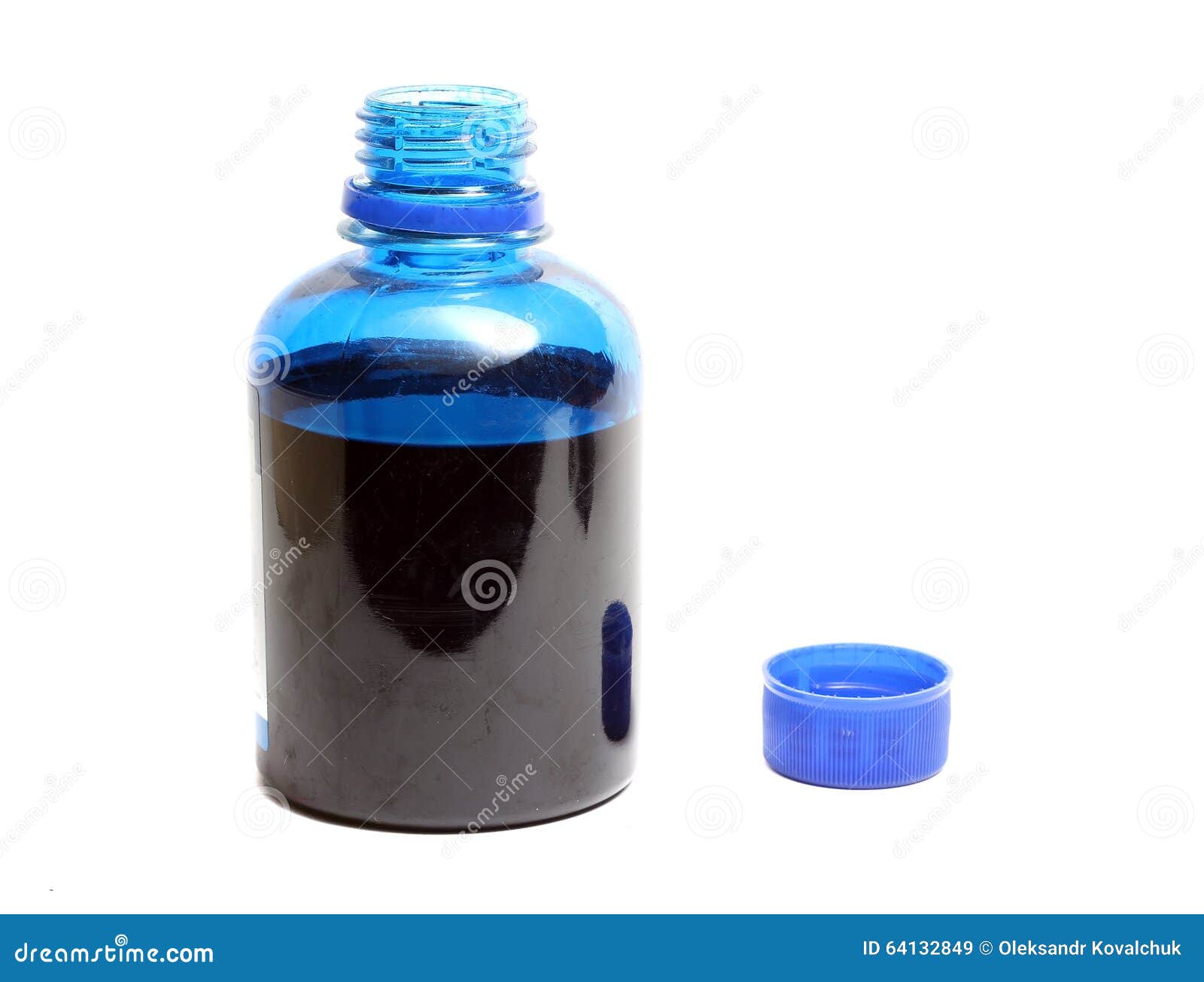 Bottle with Blue Paint Isolated on White Background Stock Image - Image ...