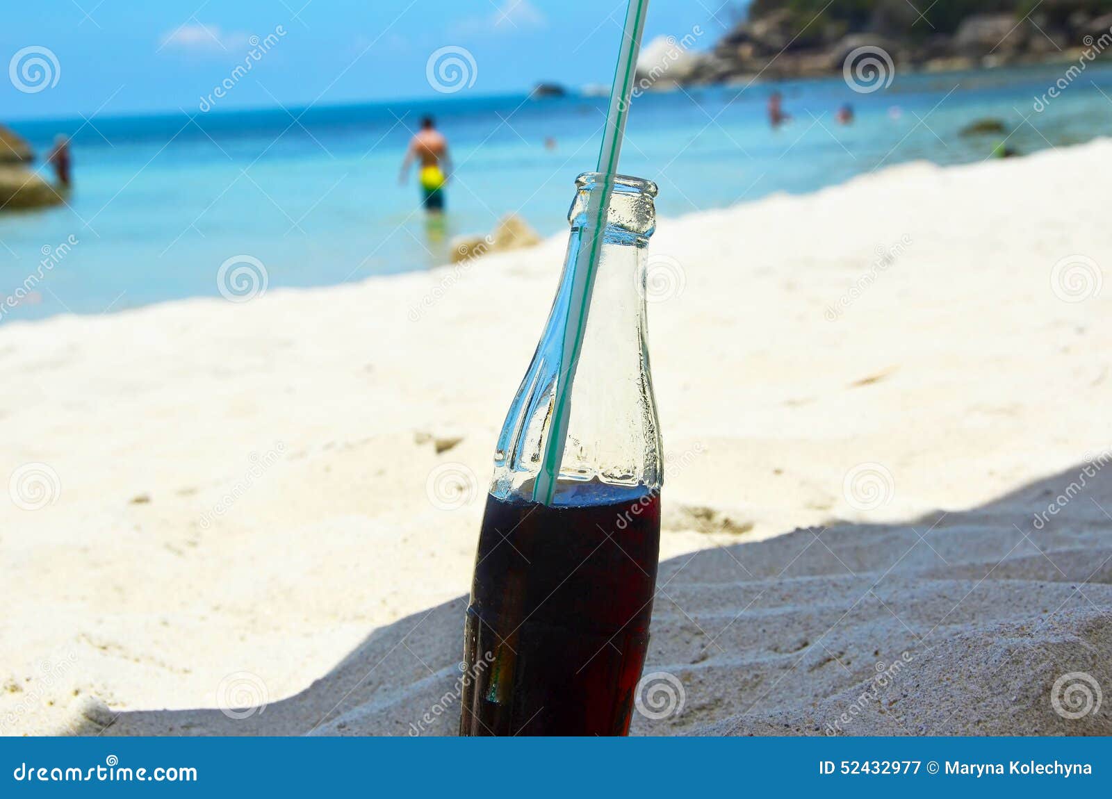Bottle of Brown Soda on the Beach Stock Image - Image of soda, cold ...