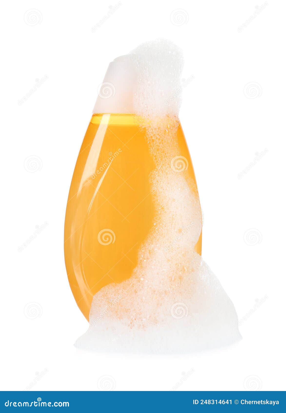 Bottle of Bubble Bath with Foam Isolated on White Stock Image - Image ...