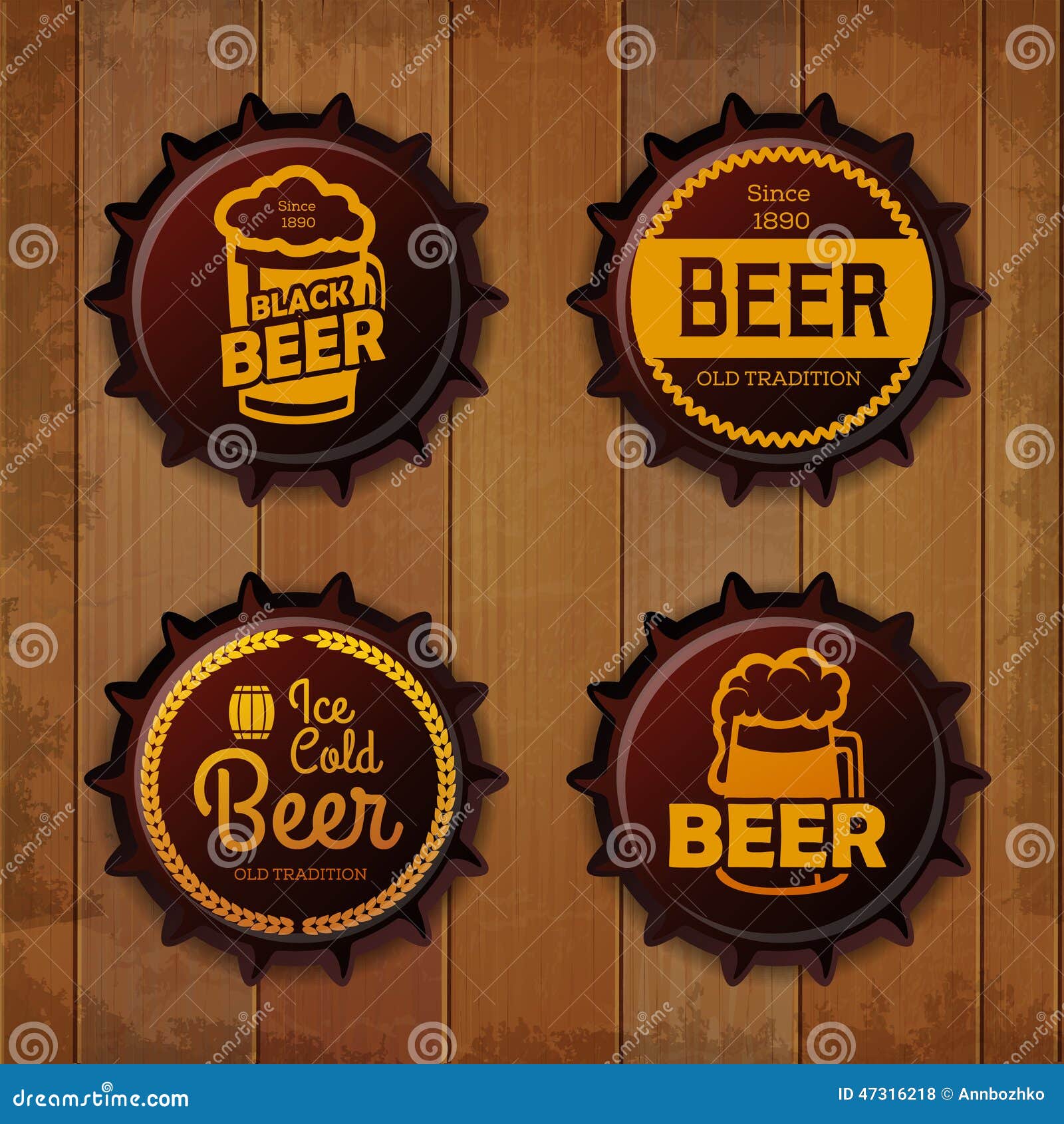 Bottle Cap Design. Beer Labels Stock Vector - Illustration of icon ...