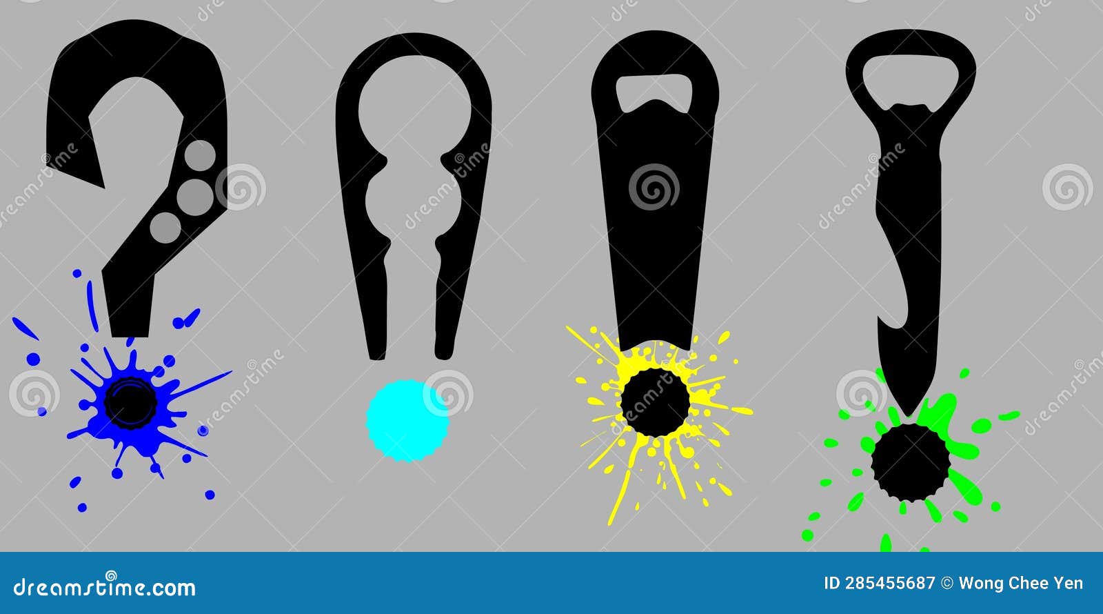 Bottle Cap Opener Question Exclamation Mark Designs Vector Graphics ...