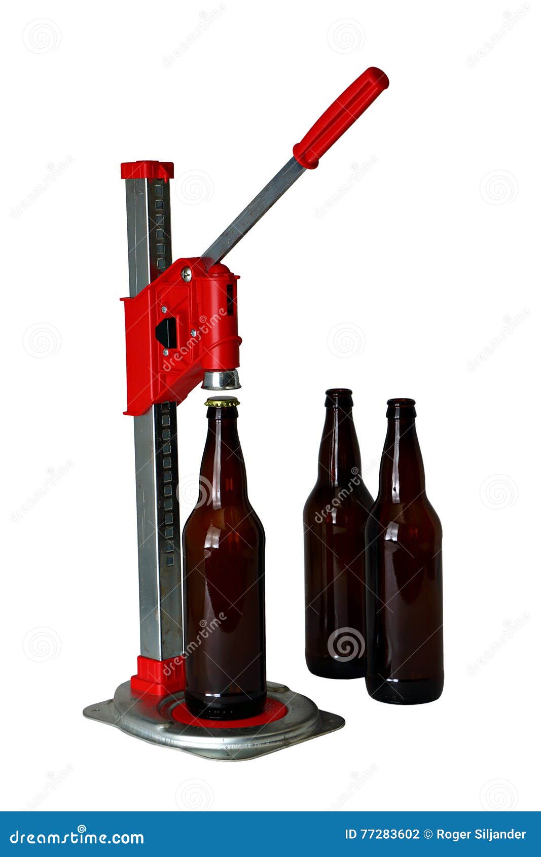 Bottle Cap Press and Bottles for Homebrew Beer Stock Photo - Image of ...