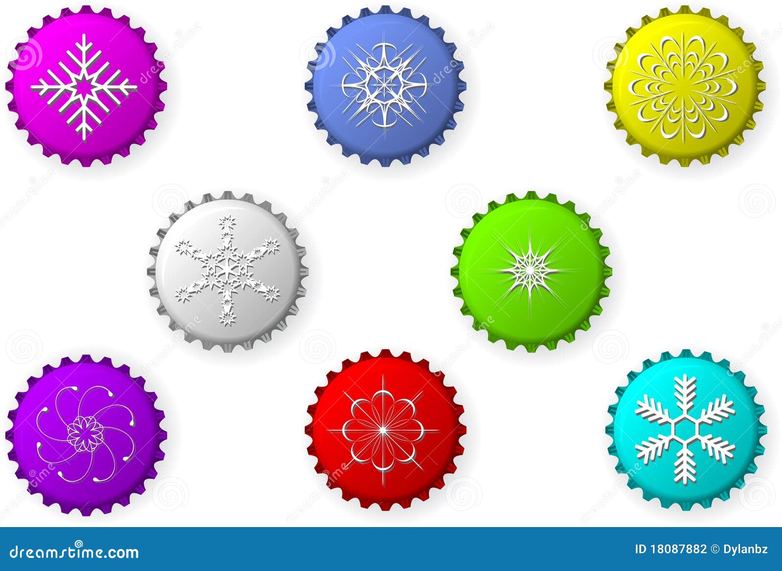 Bottle Caps with Snowflakes Stock Vector - Illustration of metallic ...