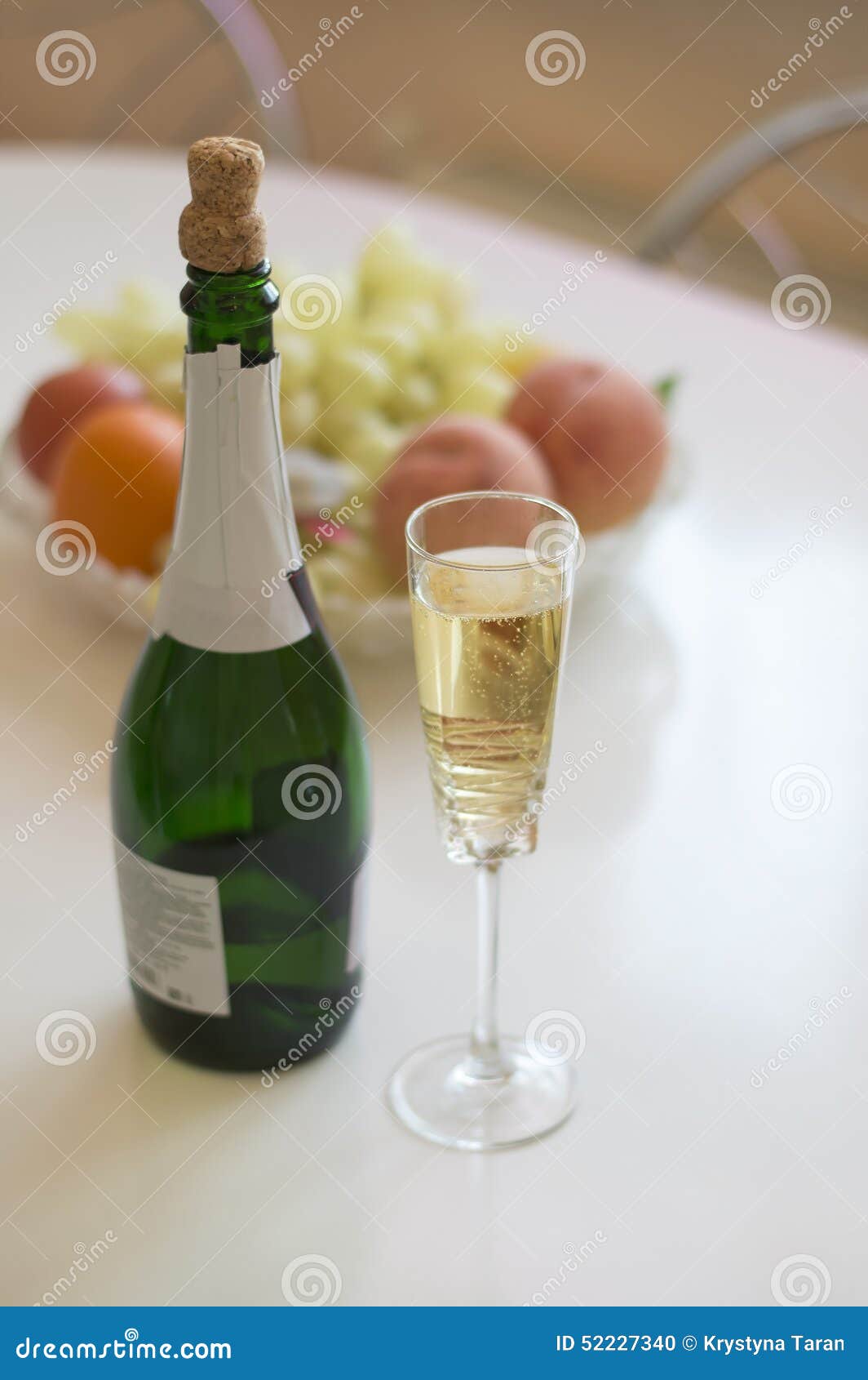 Bottle of Champagne and Fruit Stock Photo - Image of apple, healthy ...