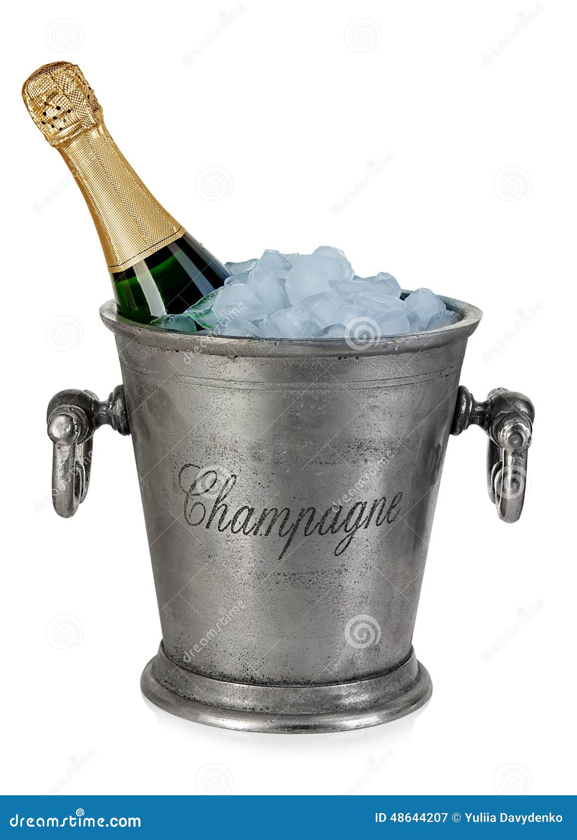 Bottle of Champagne in Ice Bucket Stock Image - Image of isolated ...