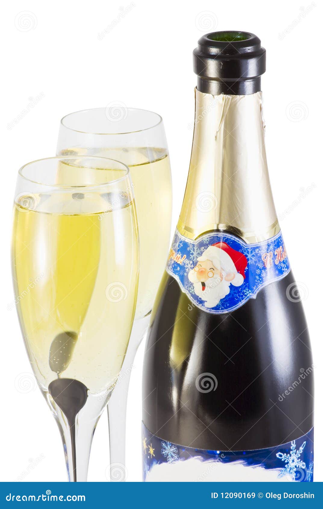 Bottle of Champagne New Year Stock Image - Image of glass, gold: 12090169