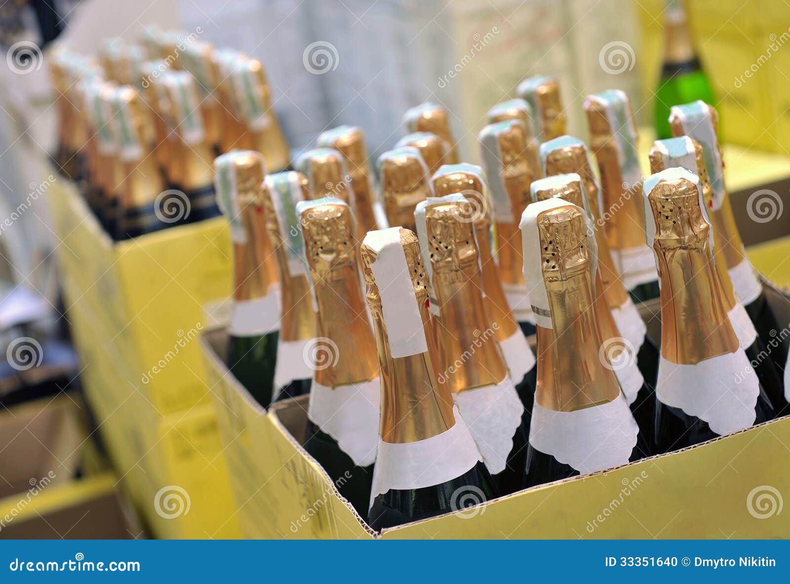 Bottle of champagne wines stock photo. Image of stacked - 33351640