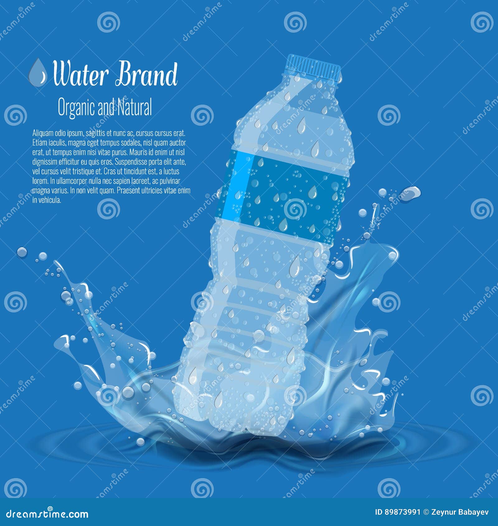 Bottle with Clean Pure Water with Water Splash. Advertisement Template ...