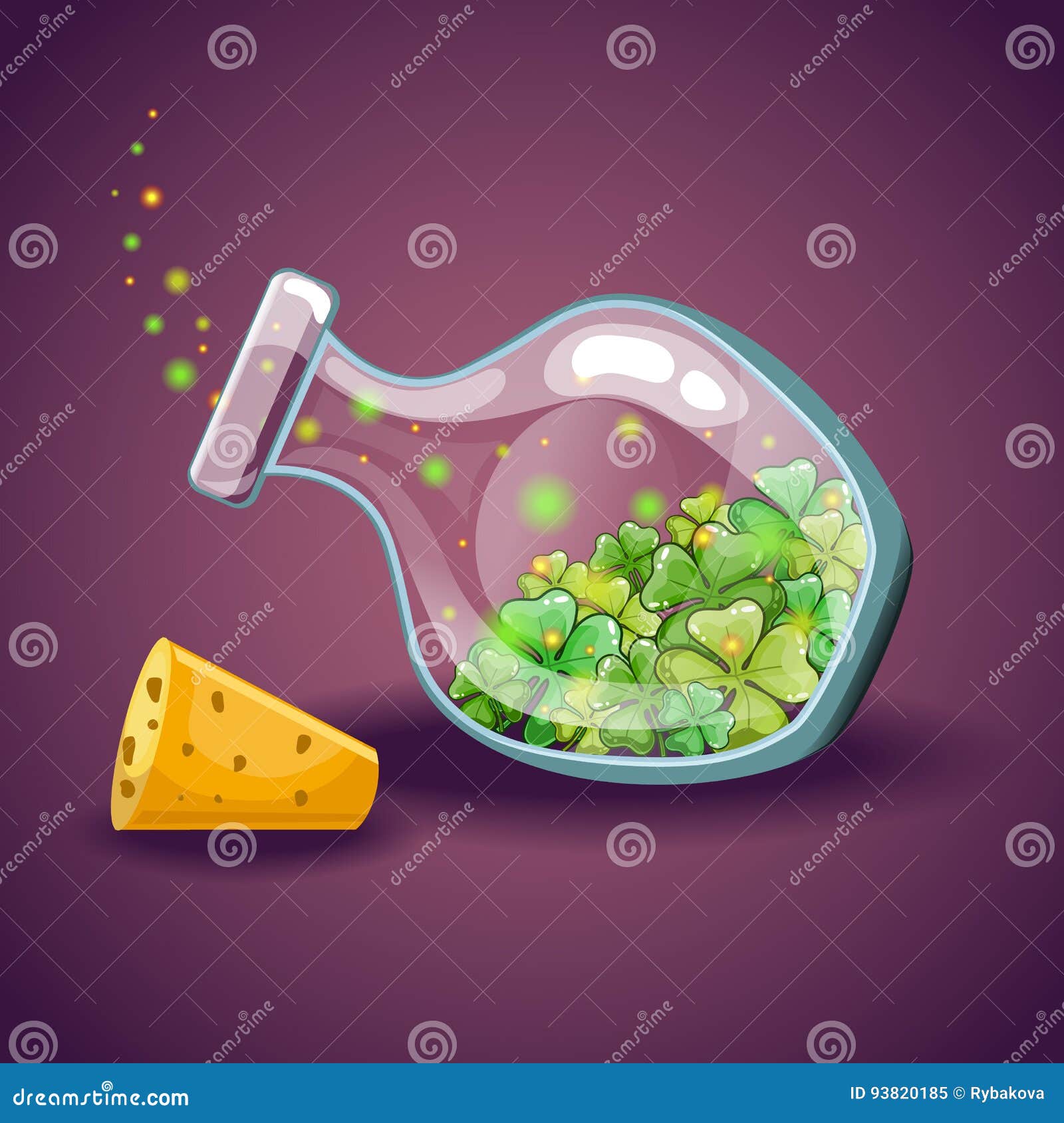 Bottle with Clover Leaf, Magic Elixir Stock Vector - Illustration of ...
