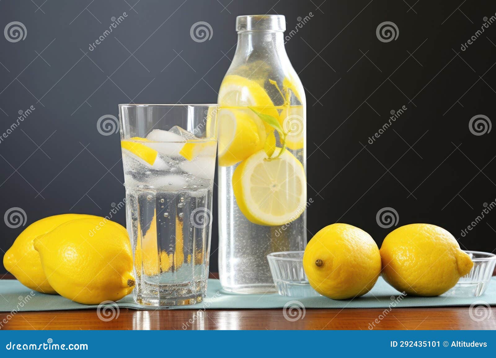 A Bottle of Club Soda Positioned with Fresh Lemons Stock Image - Image ...
