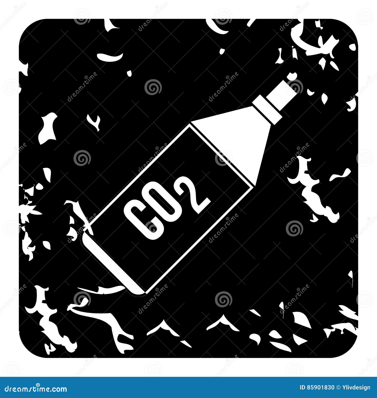 Bottle with CO2 Gas Icon, Grunge Style Stock Vector - Illustration of ...