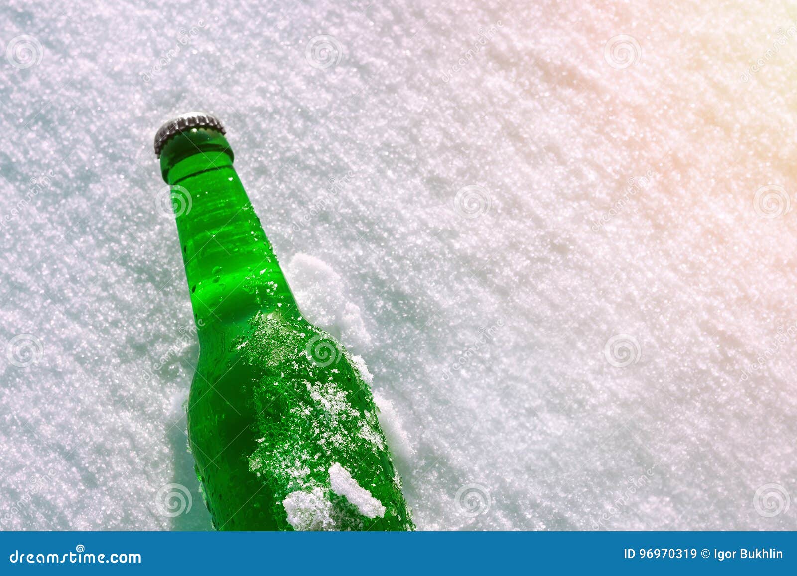 Bottle of Cold Beer on the Snow. Stock Image - Image of cold, beer ...