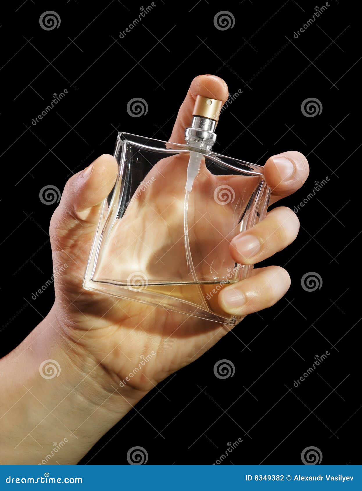Bottle of Cologne in a Hand at the Man Stock Photo - Image of fragrant ...