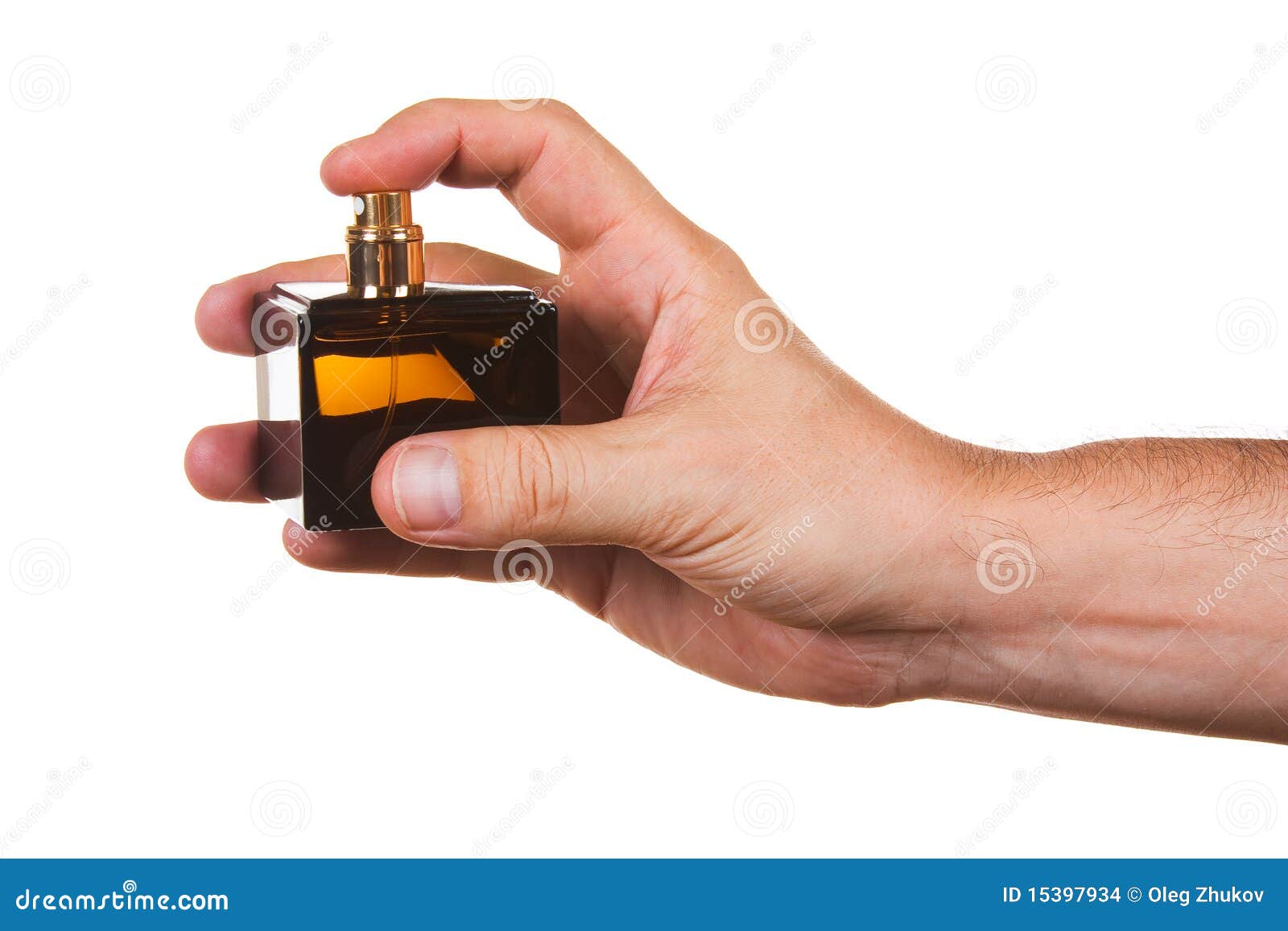 Bottle of Cologne in His Hand Stock Photo - Image of glass, isolated ...