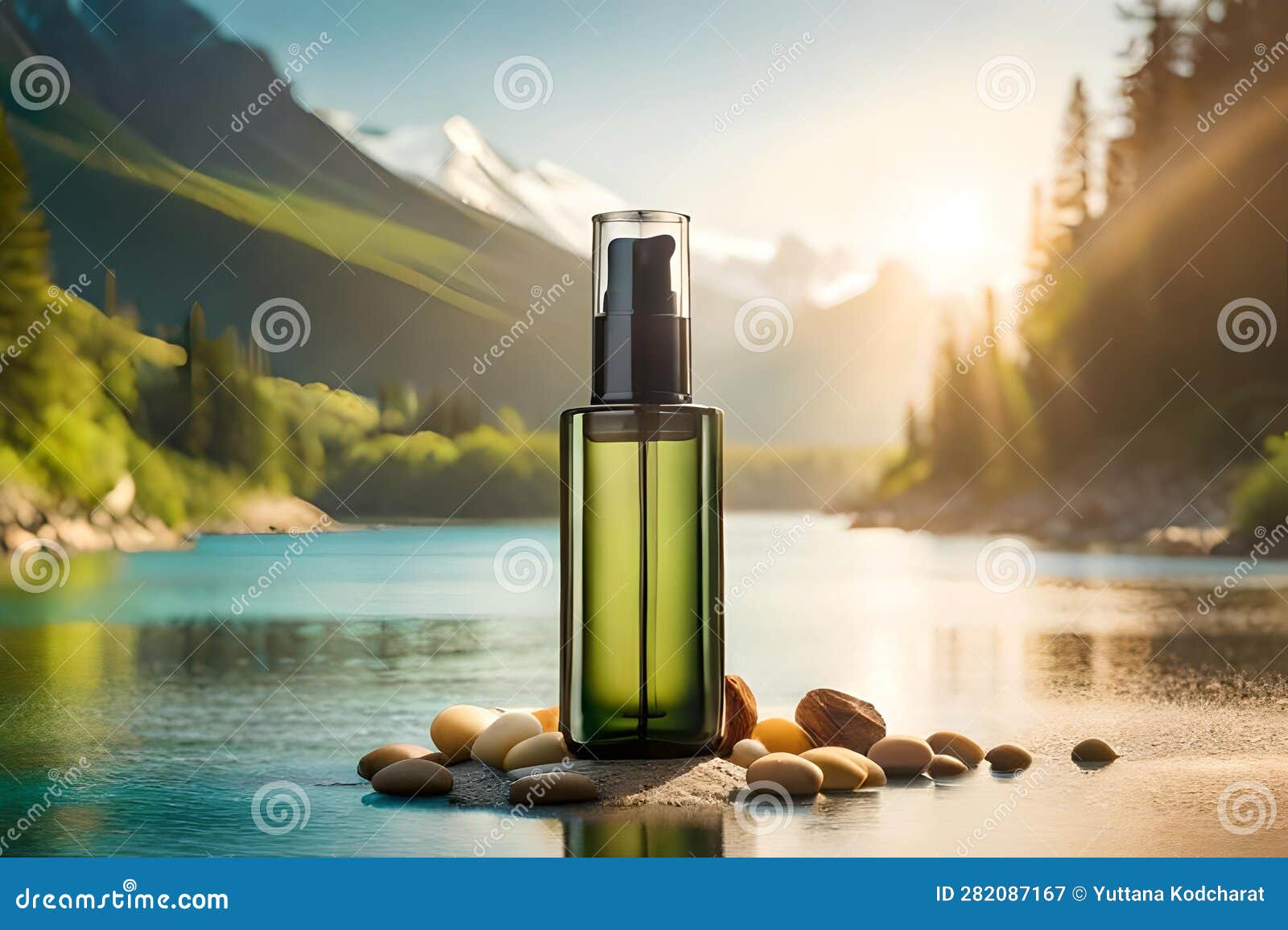 Bottle Cosmetic on Nature Background GenerativeAI Stock Illustration ...