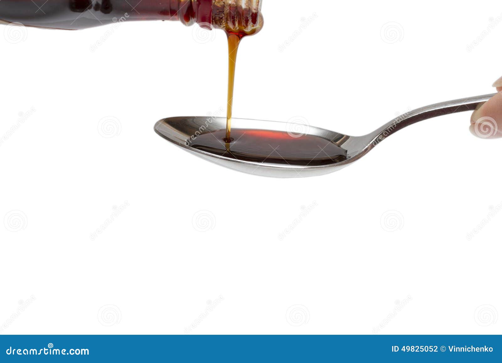 Bottle of Cough Syrup and a Spoon on a White Background. Stock Photo ...